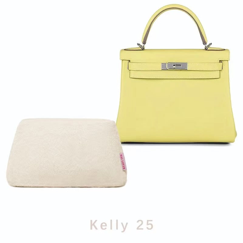 Cream White Faux Fur Pillow Luxury Bag Shaper For Hermès Kelly 25/28/3 ...
