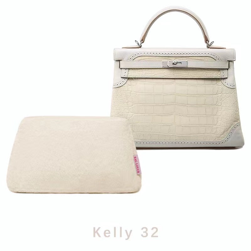 Cream White Faux Fur Pillow Luxury Bag Shaper For Hermès Kelly 25/28/3 ...